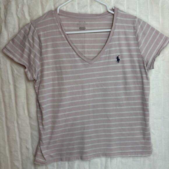 Polo Ralph Lauren | Tops | Polo Ralph Lauren Womens Medium Pink Striped ...